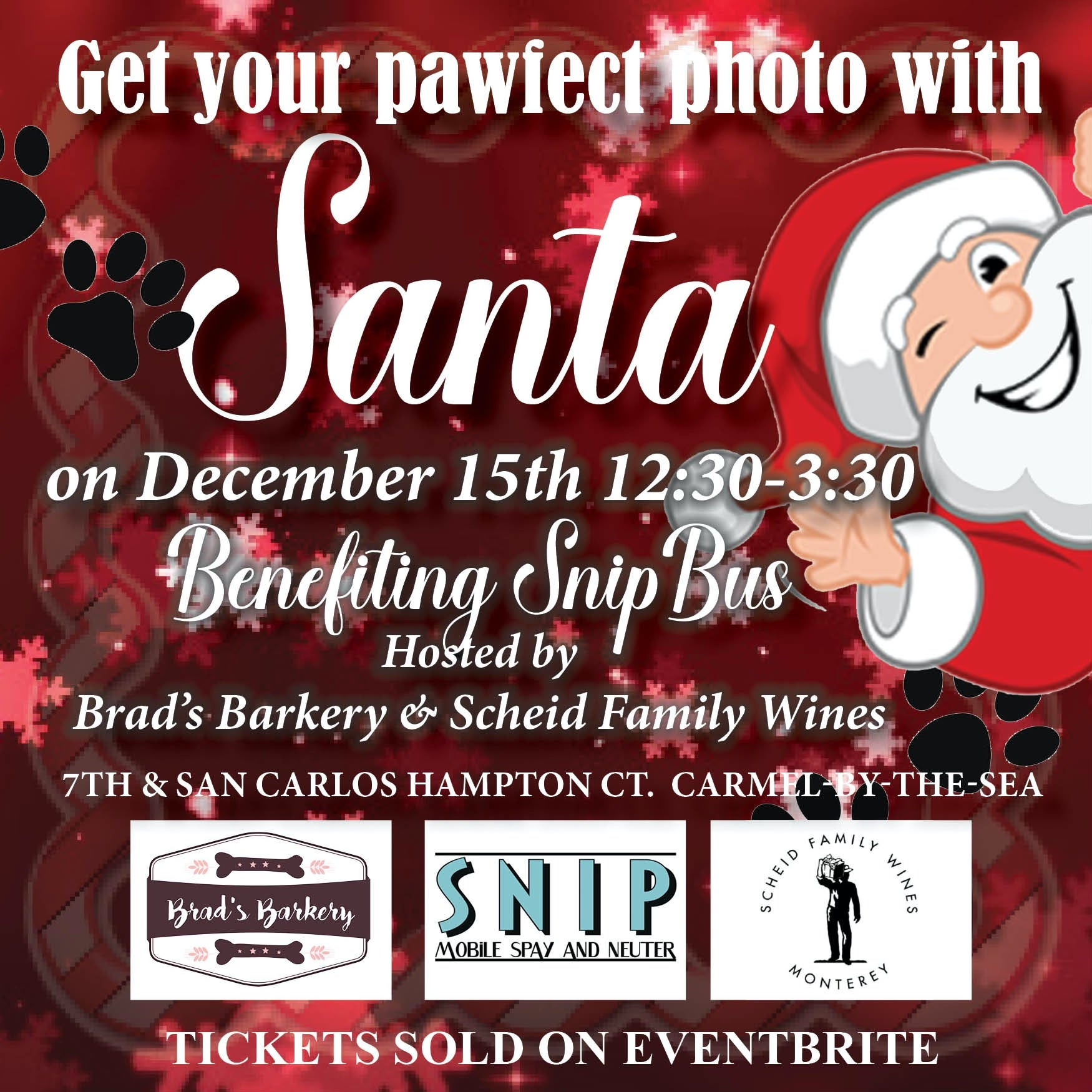 Photos with Santa and your Furbaby benefiting SNIP Bus | Brad's Barkery